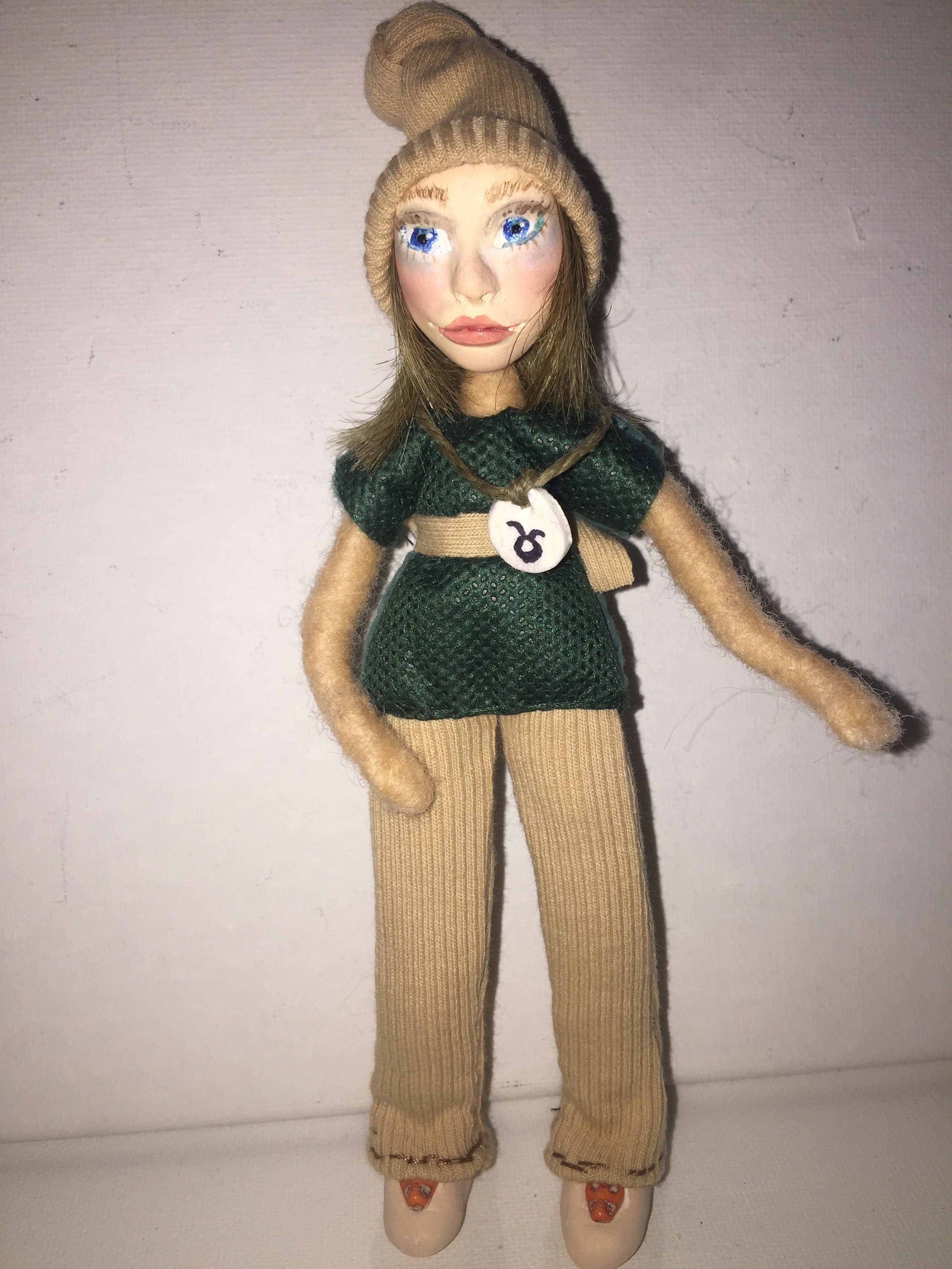Taurus Good Luck Posable Doll, She Has Big Blue Eyes and Wears Earthy ...