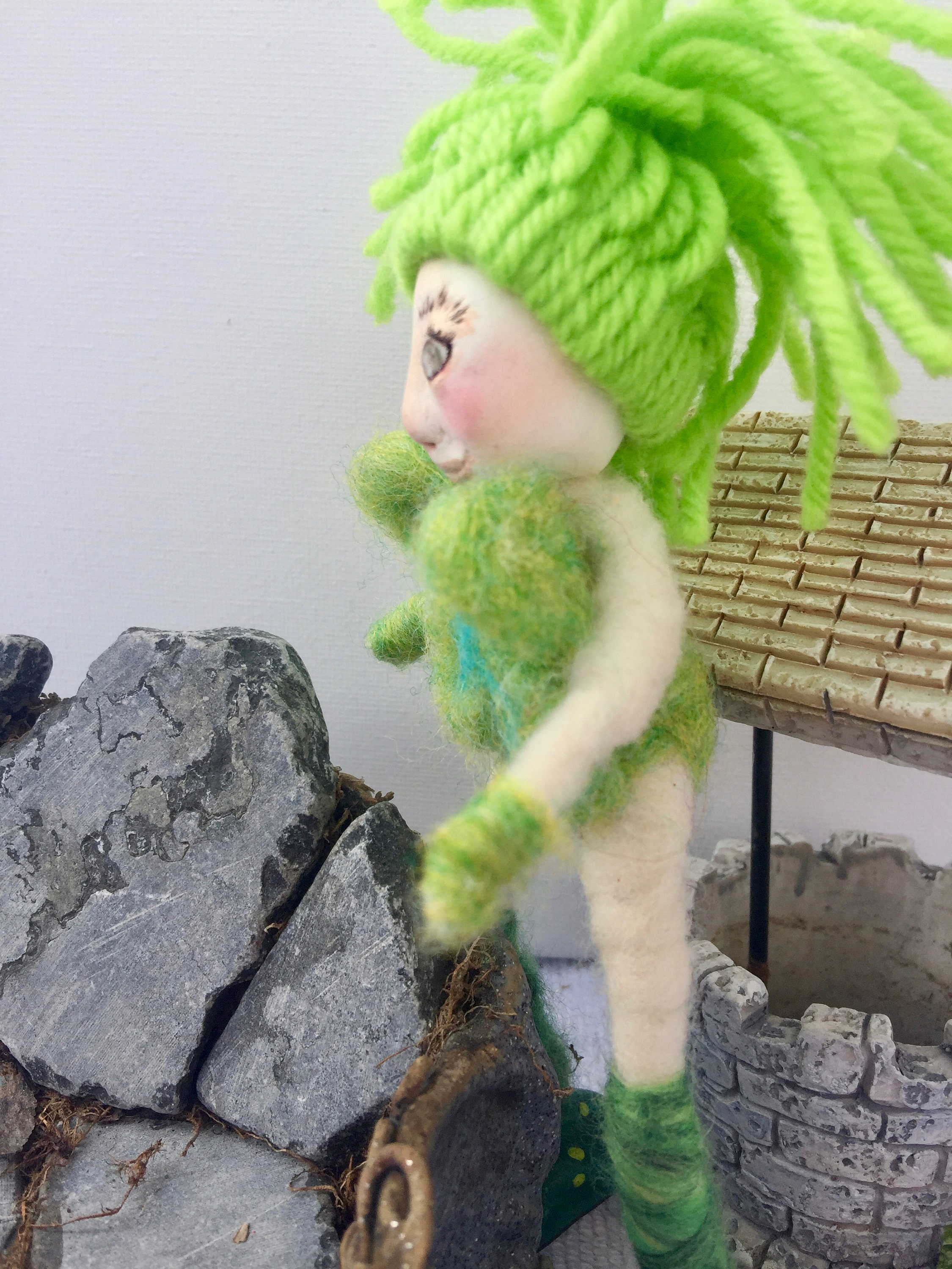 5 inch posable doll with green hair and outfit | Etsy