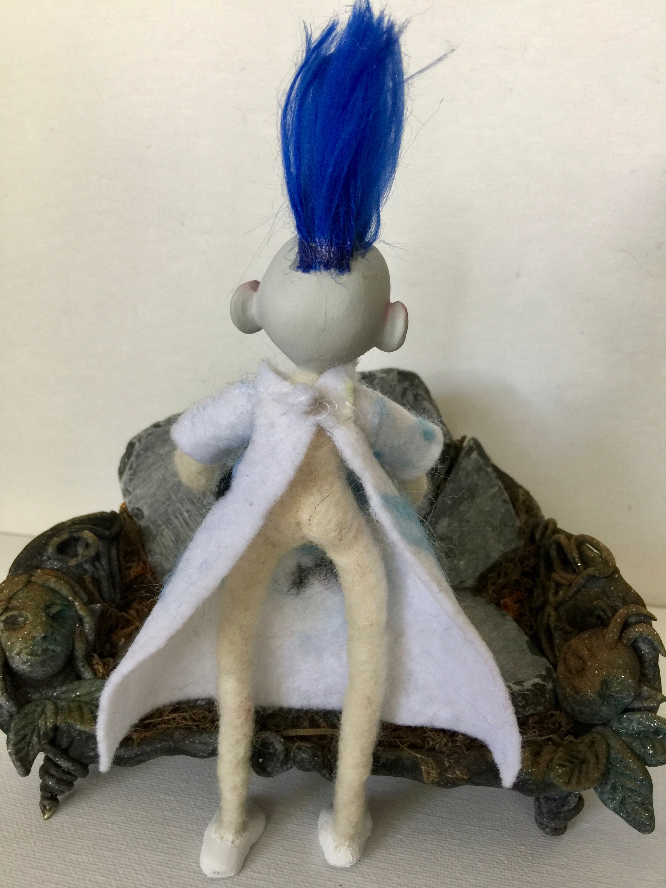 Halloween paper clay face and 6 inch doll with felted body. | Etsy