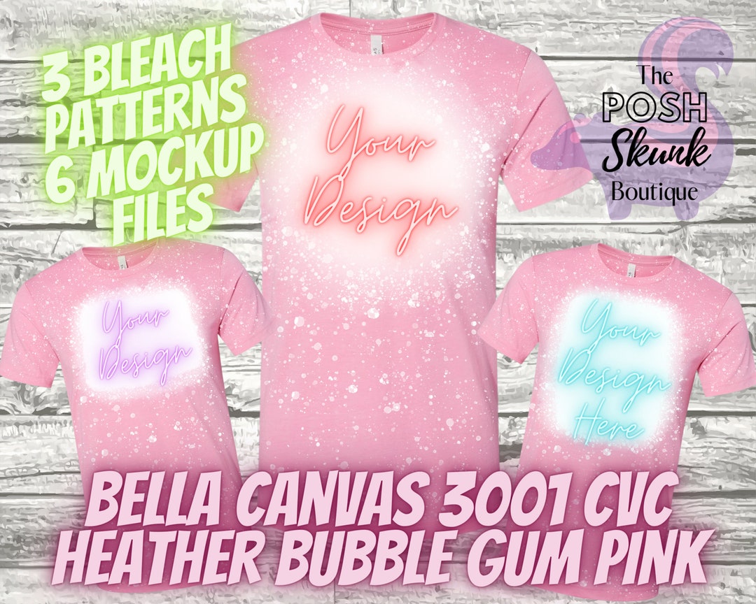 Heather Bubble Gum Pink Bella Canvas 3001 Mockup Gebleichtes Shirt ...