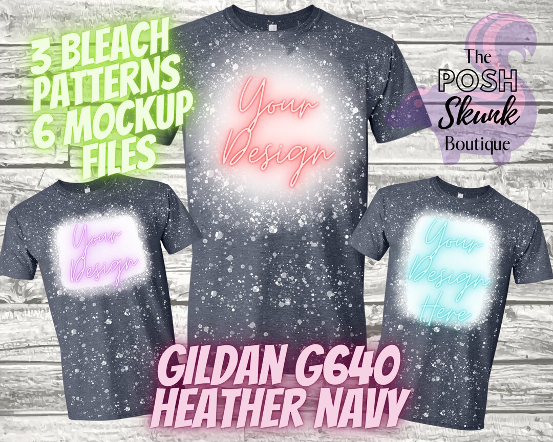 Heather Navy Gildan 64000 Mockup Bleached Shirt Mockup - Etsy