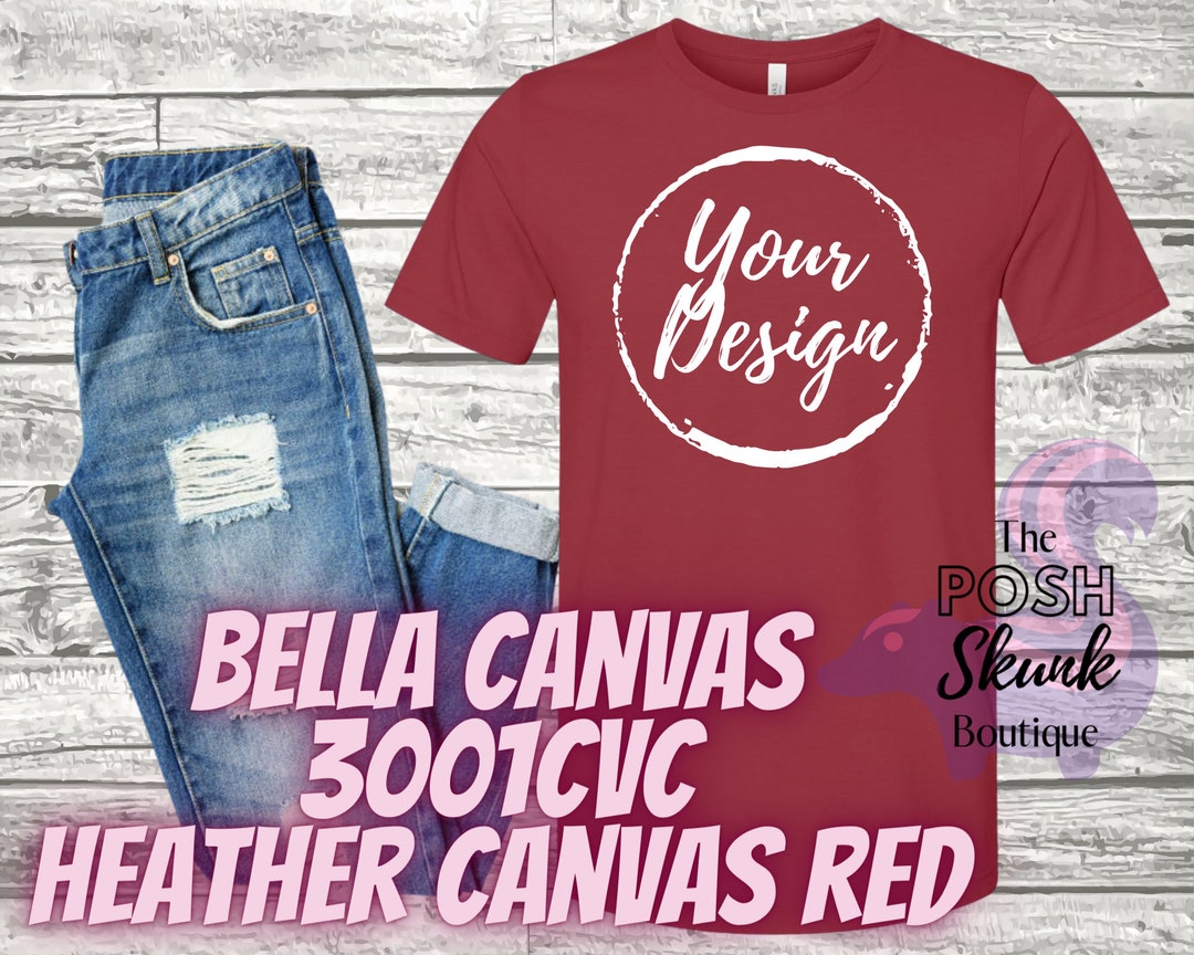 Heather Canvas Red Bella Canvas 3001 Mockup Bella Canvas Mockup Bella ...