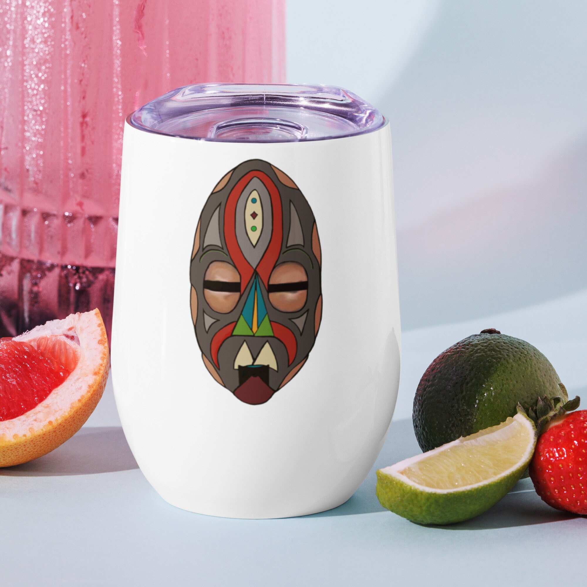 African Mask Art Wine Tumbler by Madame Sivad - Etsy