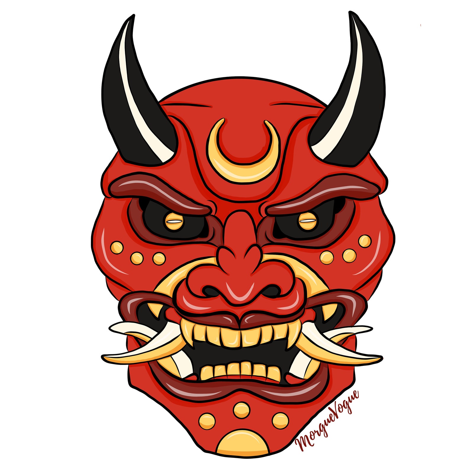 Oni Mask Vinyl Sticker Laptop Sticker Oriental - Etsy