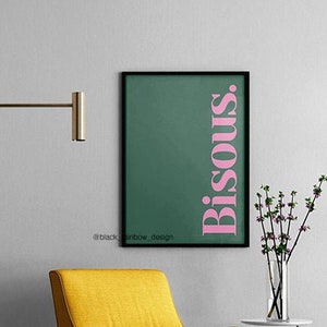 Bisous Print French Kisses Quote Poster Typographic Kiss | Etsy UK