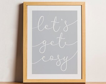 Lets Get Cozy Print, Lets Get Cozy Sign, Set of 3 Prints, Living Room ...