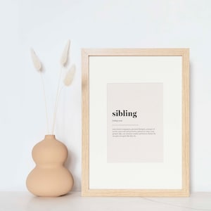 Digital Download Sibling Definition Print, Printable Brother Poster ...