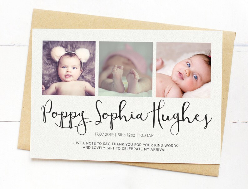 Baby thank you postcard Custom newborn printed postcard with | Etsy