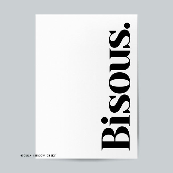 Bisous Print French Kisses Quote Poster Typographic Kiss - Etsy