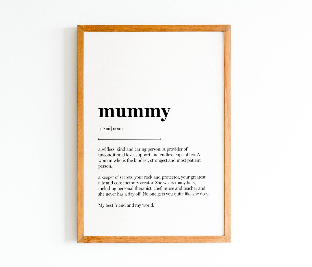 Mummy Definition Print Digital Download, Modern Minimal Word Art ...