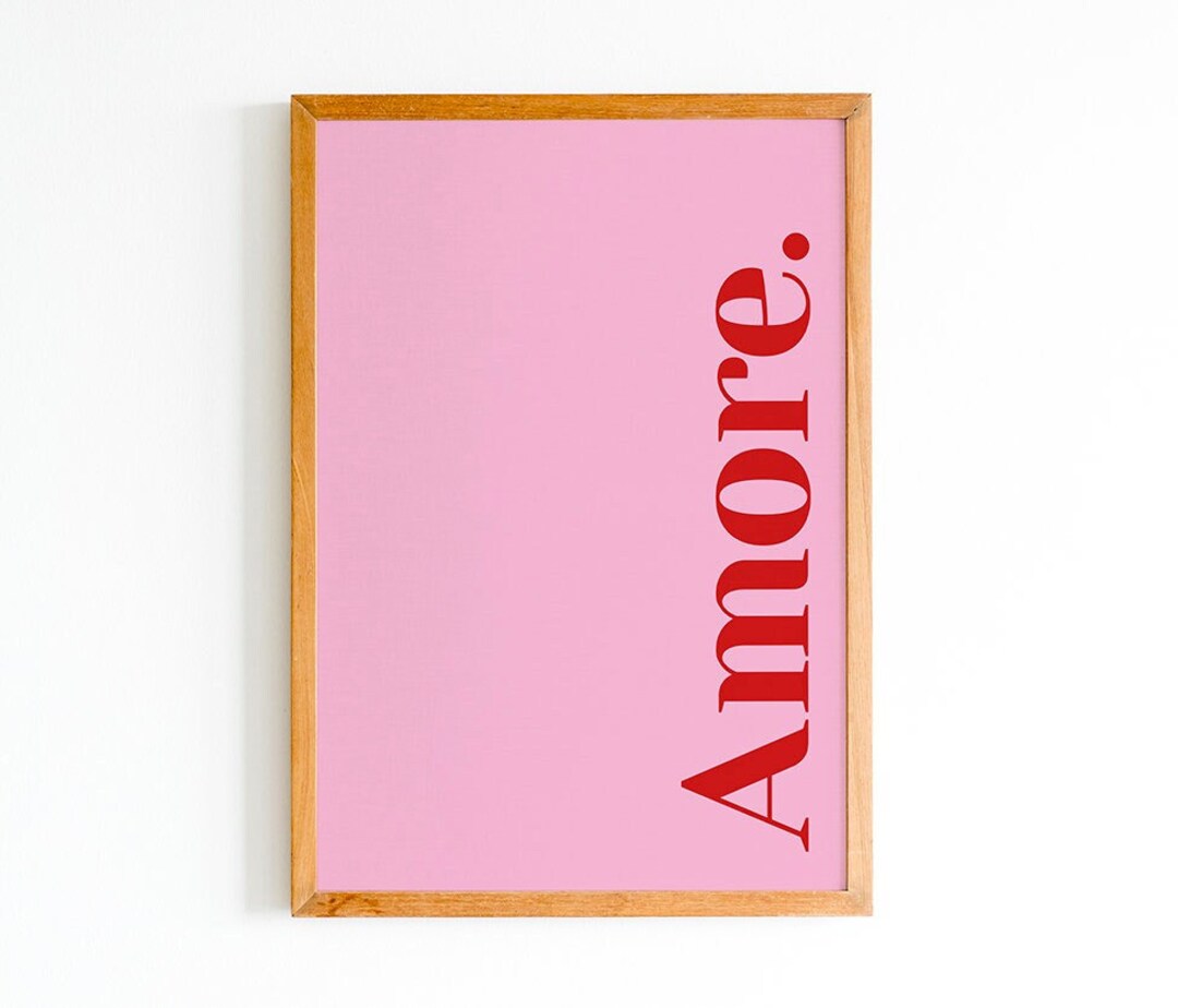 Digital Download Amore Print in Pink and Red, Printable French Love ...