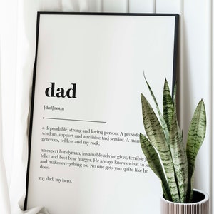 Digital Download Dad Definition Print, Printable Dada Poster Gift, Home ...