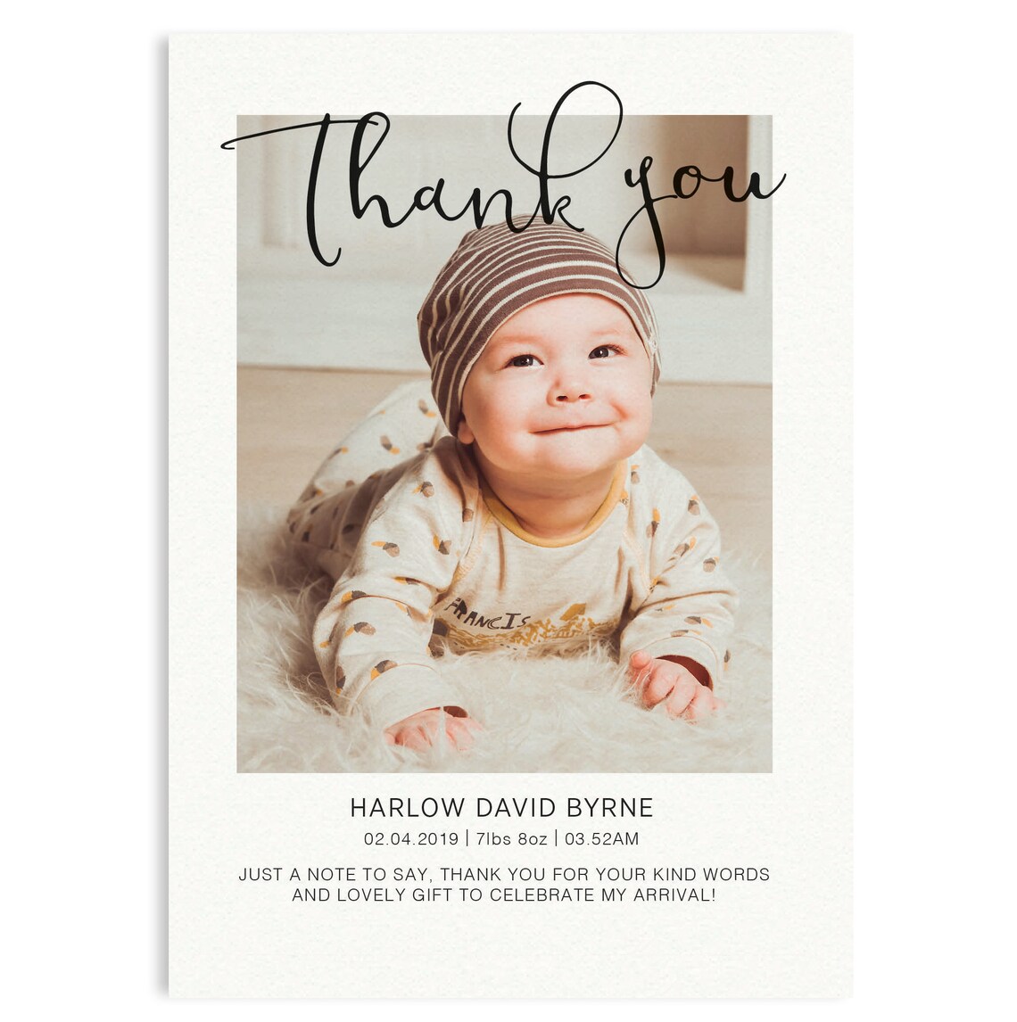 Newborn Thank You Printed Postcard With Photo Custom New Baby - Etsy