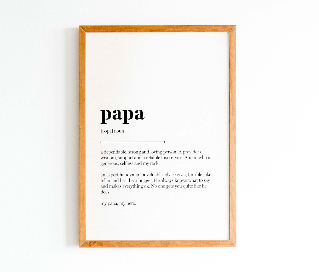 Papa Definition Print, Paps Poster Gift, Home Decor Birthday Present ...