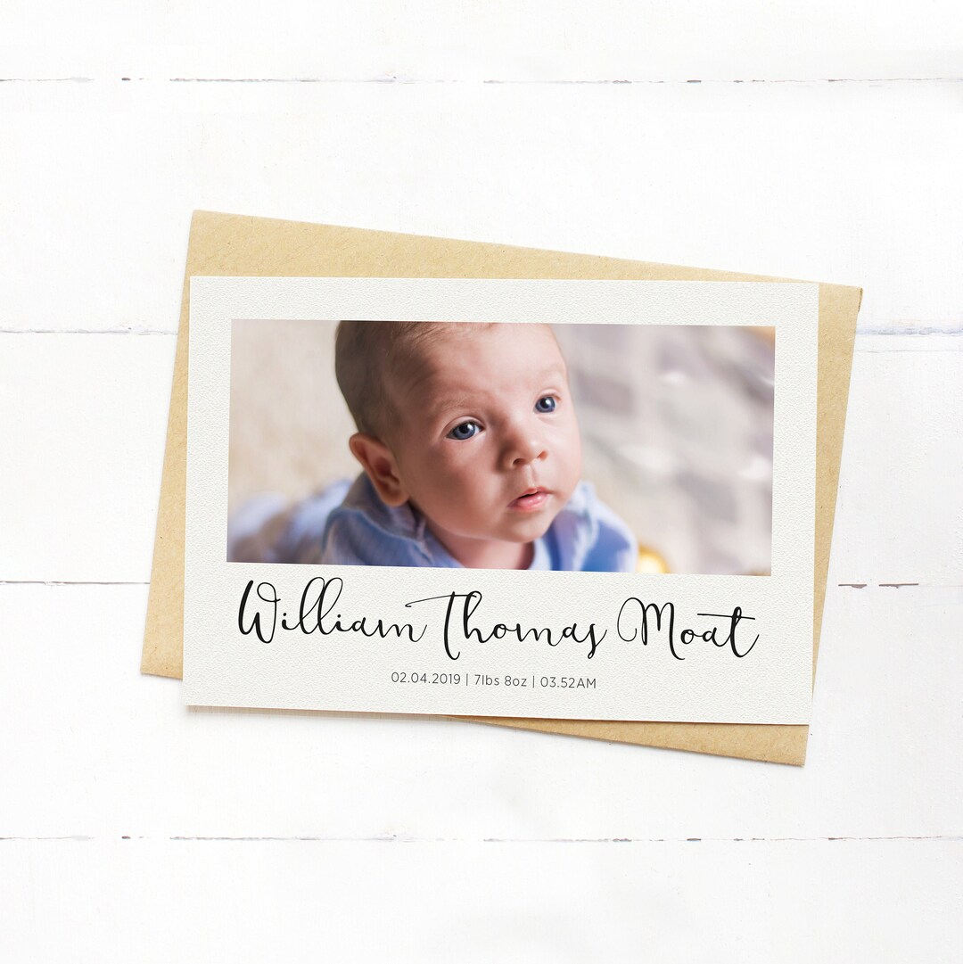 Newborn Printed Postcard With Photo and Birth Details, Custom New Baby ...