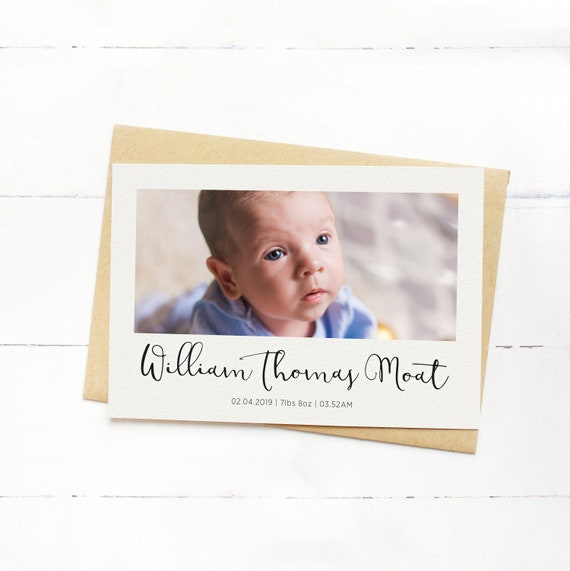 Newborn Printed Postcard With Photo and Birth Details Custom - Etsy