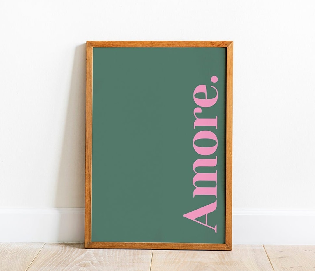 Amore Print, French Love Quote Poster, Typographic Italian Love Boho ...