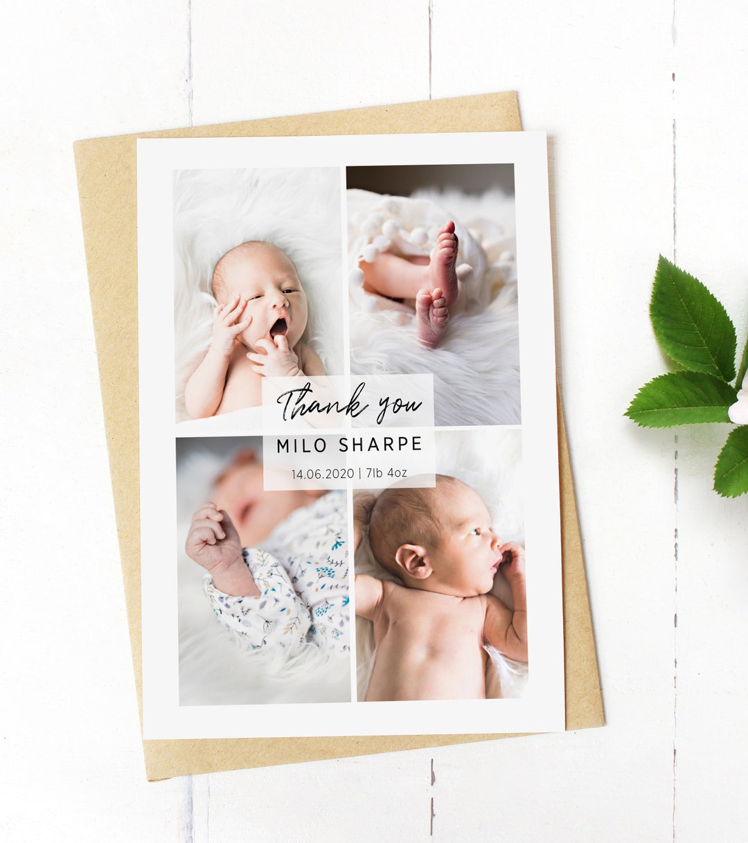 Newborn Thank You Postcard, Custom Baby Printed Postcard With Photos ...
