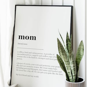 Digital Download Mom Definition Print, Printable Mama Poster, Decor ...