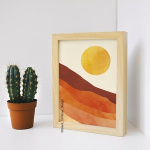 Retro desert sunset print 70s colour blocking mid century | Etsy