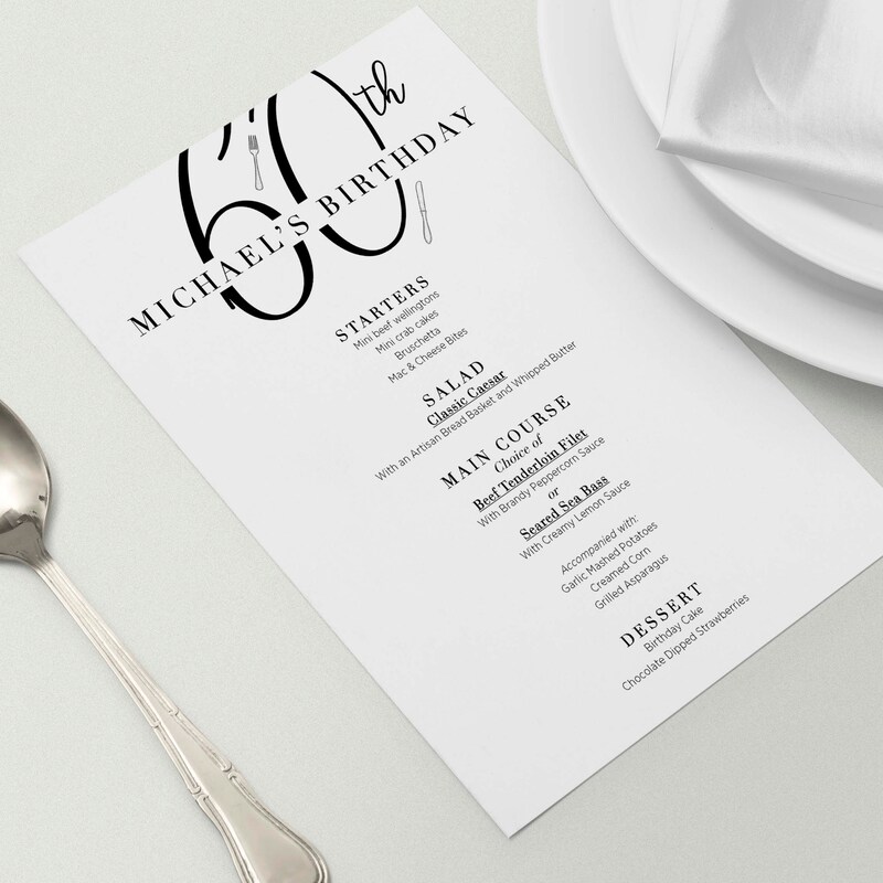 Personalized Menu Cards - Etsy