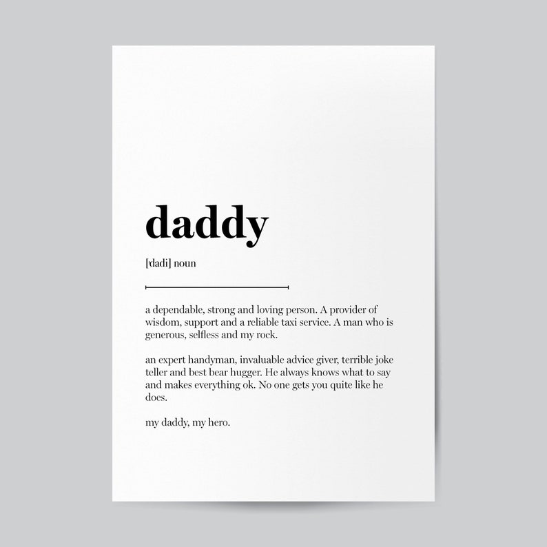 Daddy Definition Print Dad Poster Gift Home Decor Birthday - Etsy