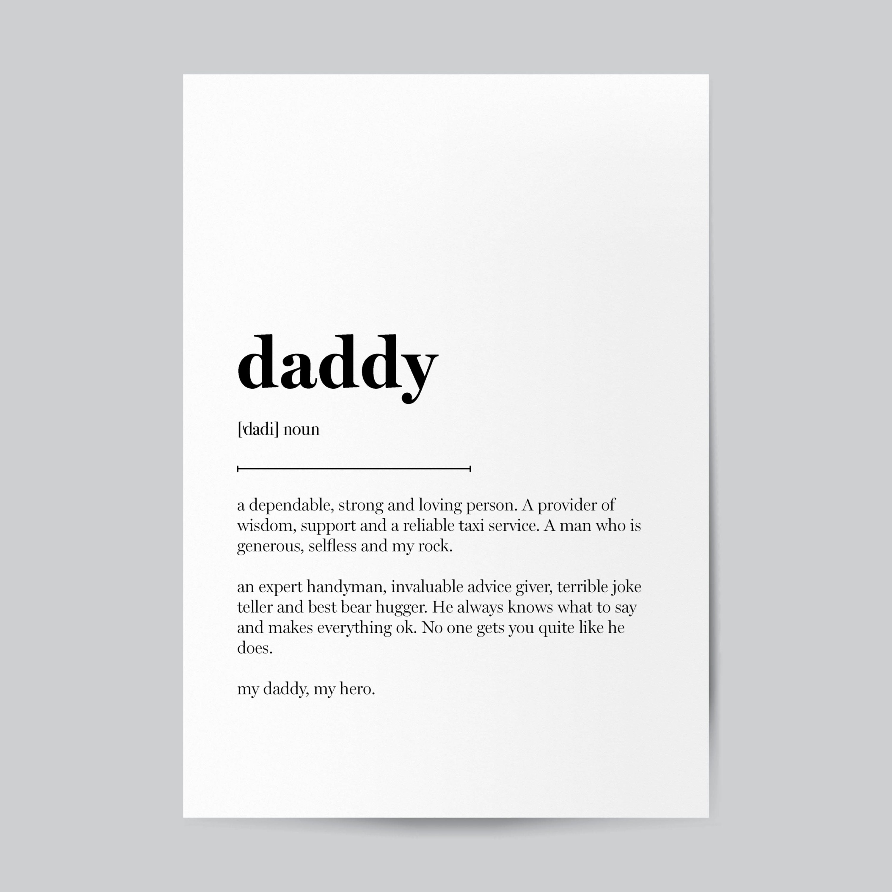 Daddy Definition Print Dad Poster Gift Home Decor Birthday - Etsy
