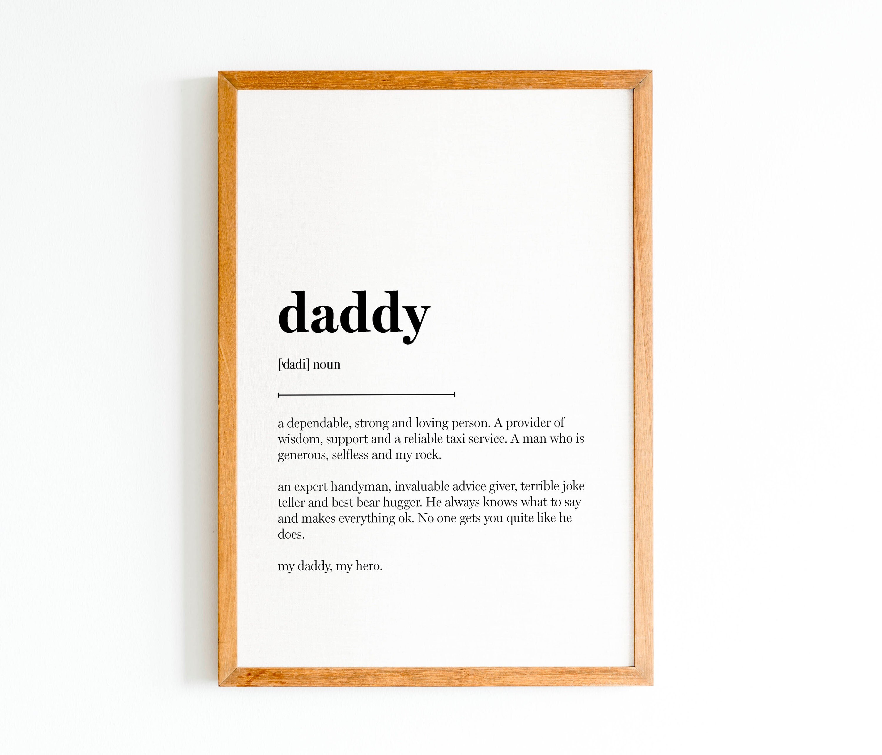 Daddy Definition Print Dad Poster Gift Home Decor Birthday - Etsy