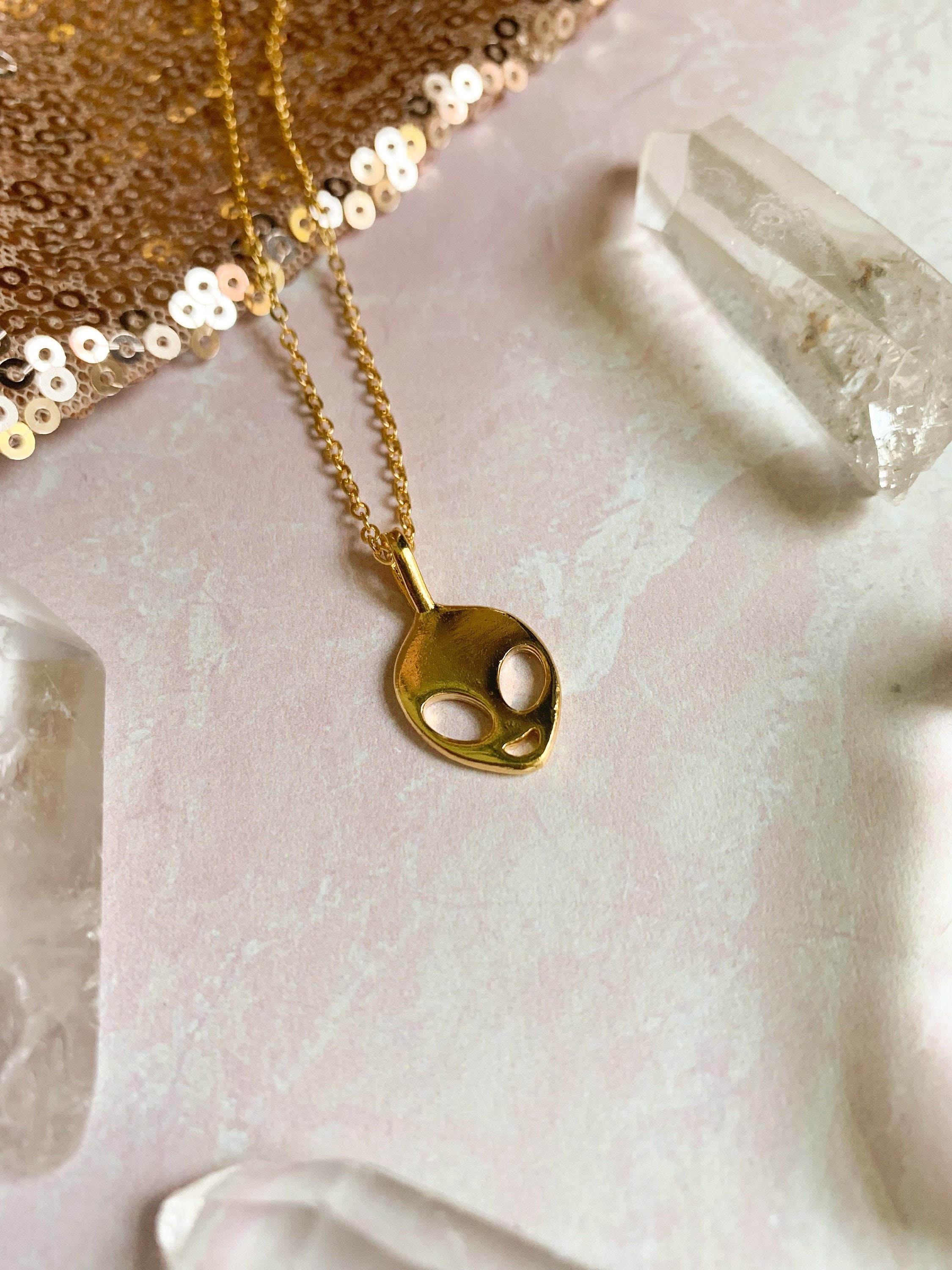 GOLD ALIEN NECKLACE Gold Layering Necklace Alien Jewelry | Etsy