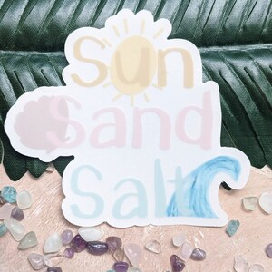 Sun. Sand. Salt. | Beach Sticker | Die Cut Transparent Vinyl ...