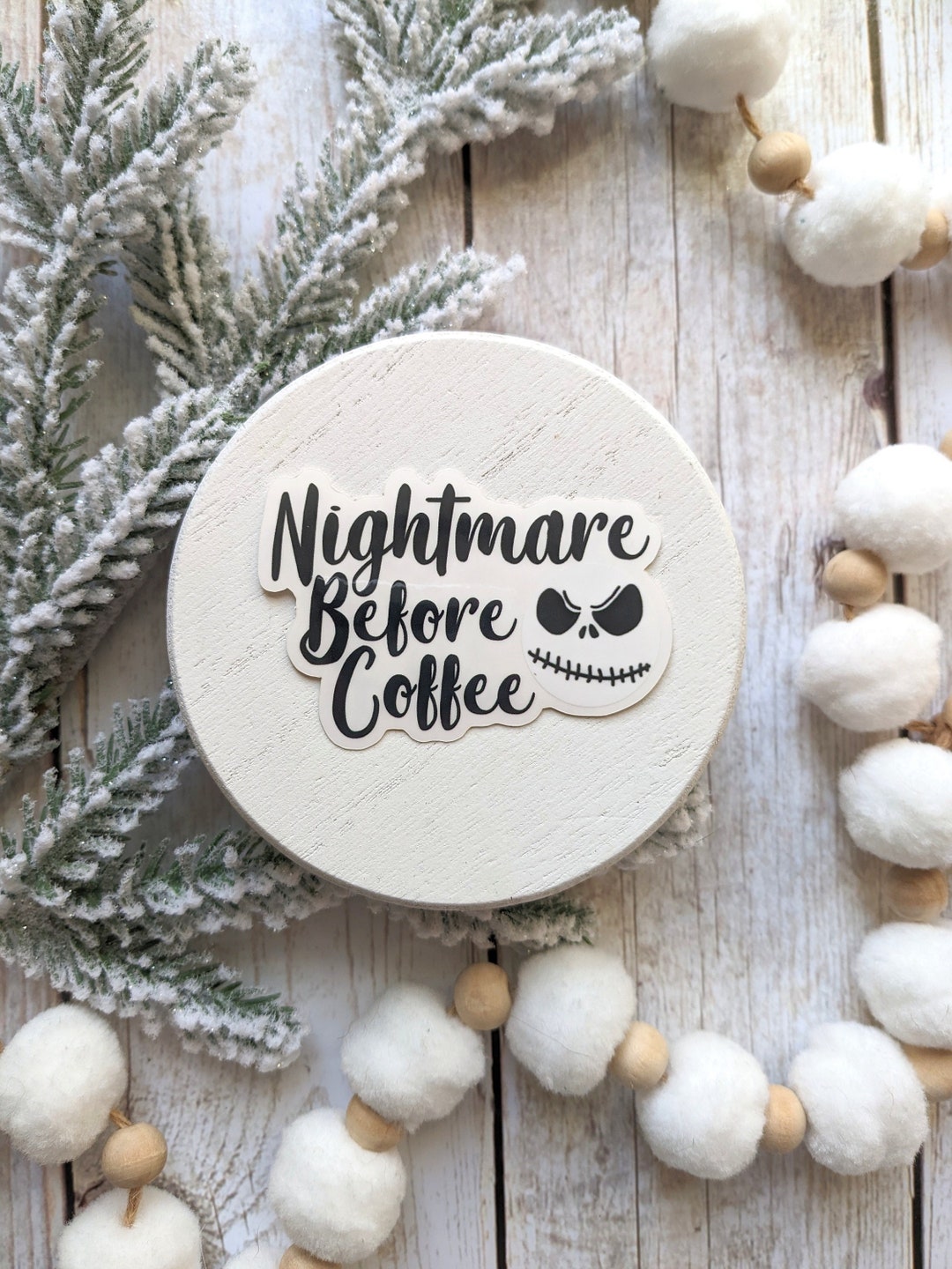 Nightmare Before Coffee Sticker | Transparent Weatherproof Jack ...