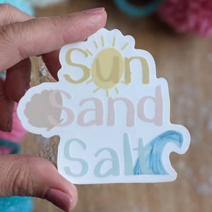 Sun. Sand. Salt. | Beach Sticker | Die Cut Transparent Vinyl ...
