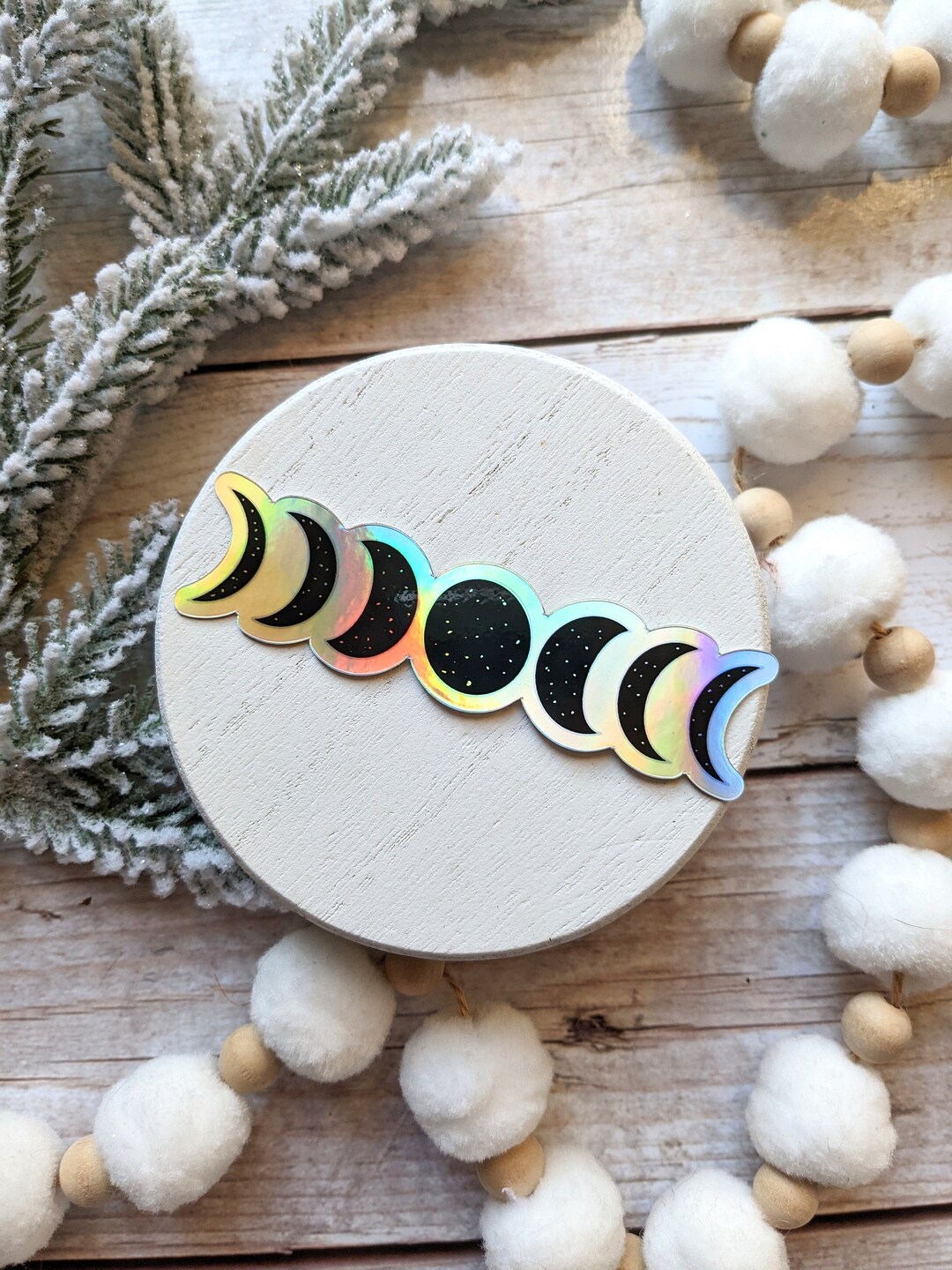 Moon Phases Sticker | Holographic Weatherproof Sticker - Etsy