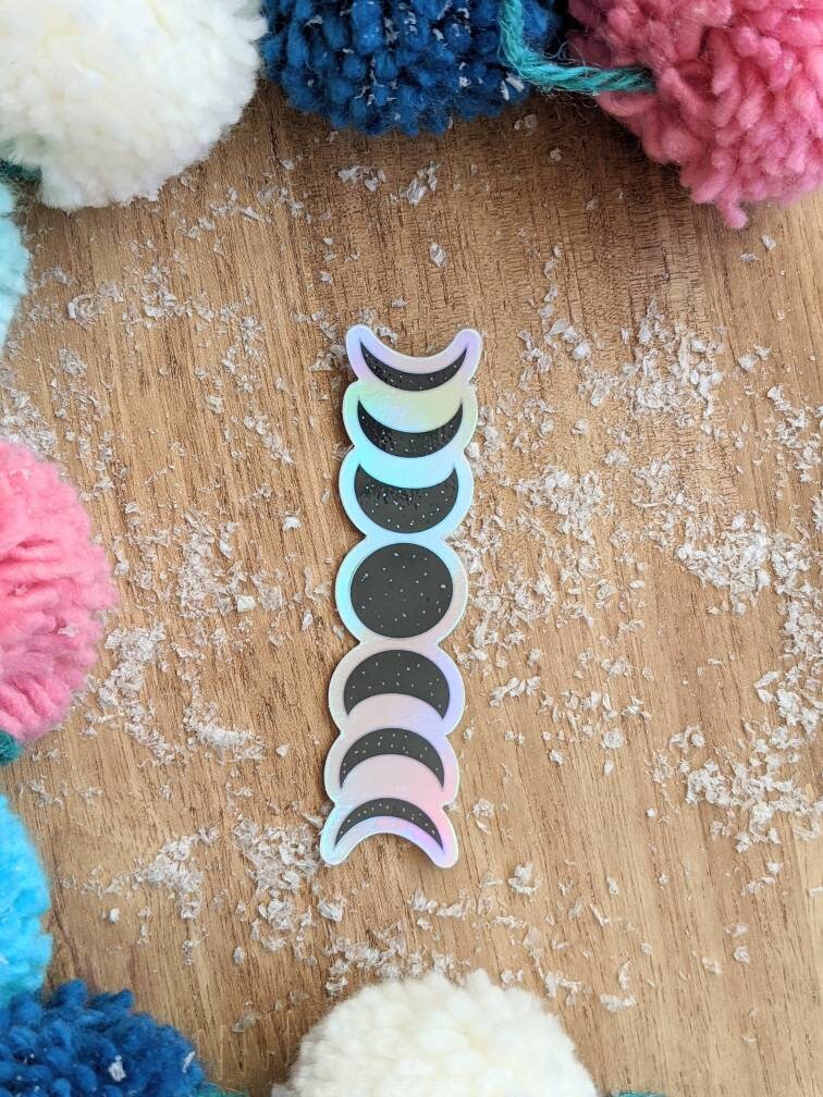 Moon Phases Sticker Holographic Weatherproof Sticker - Etsy