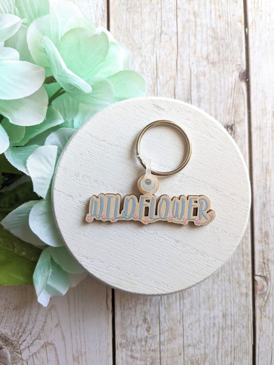 Wildflower Wooden Keychain | Eco Friendly Sustainable Keychain - Etsy