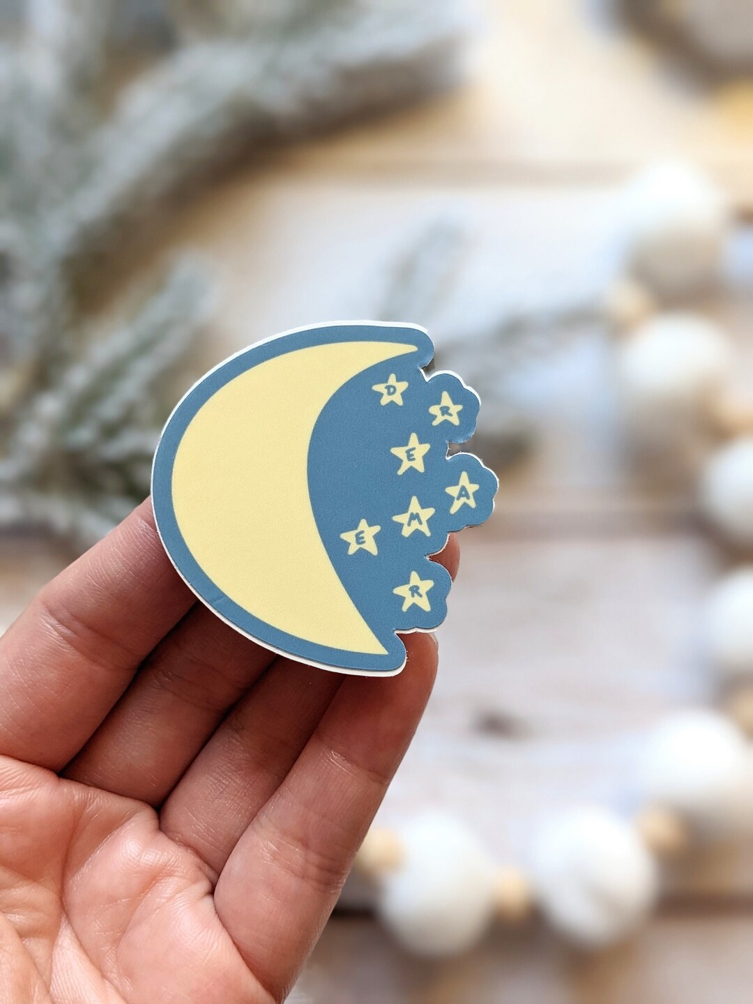 Moon + Stars Dreamer Sticker | Die Cut Vinyl Weatherproof Sticker ...