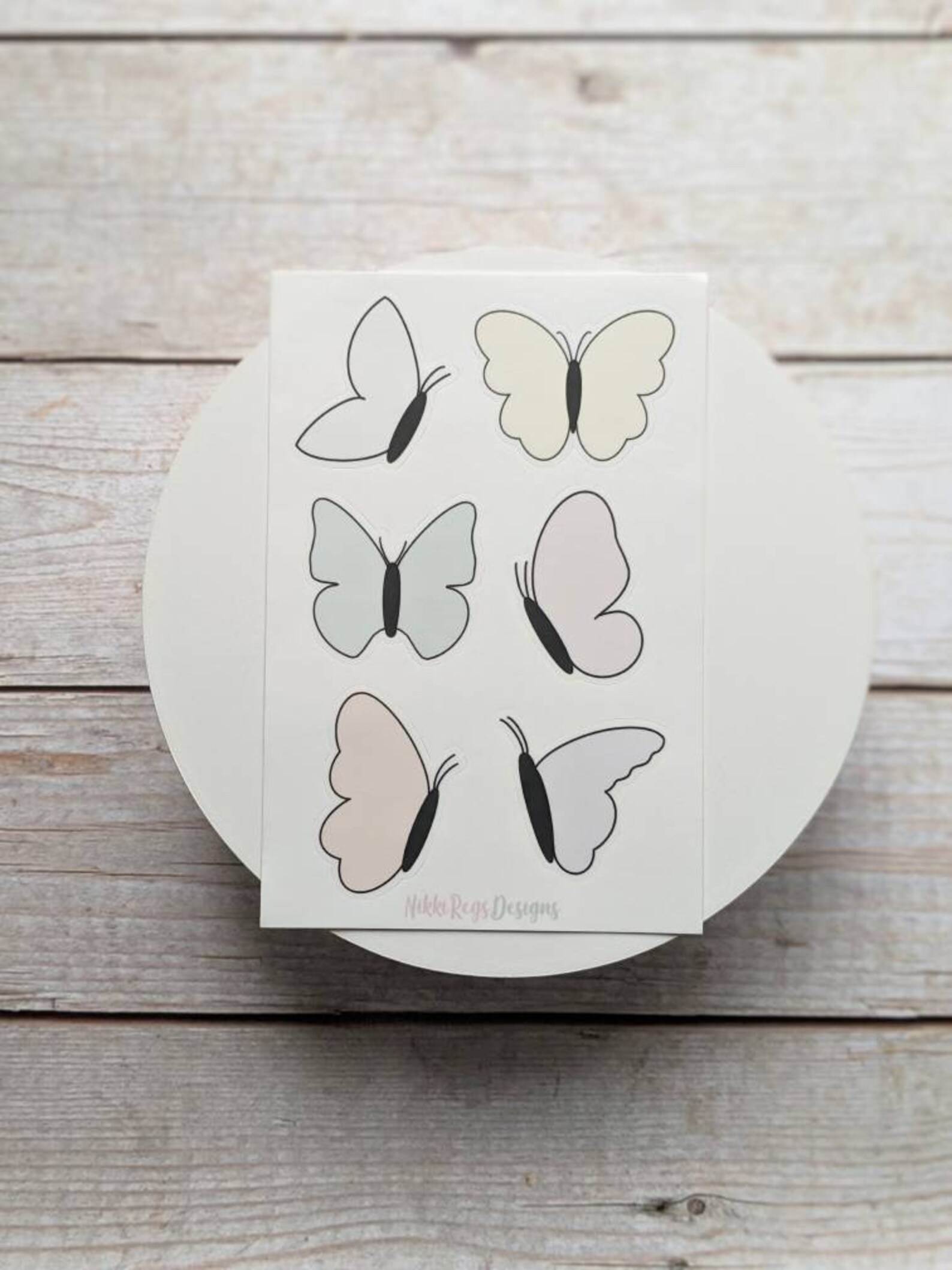 Butterfly Sticker Sheet | 6 Pastel Butterflies | Weatherproof Die Cut ...