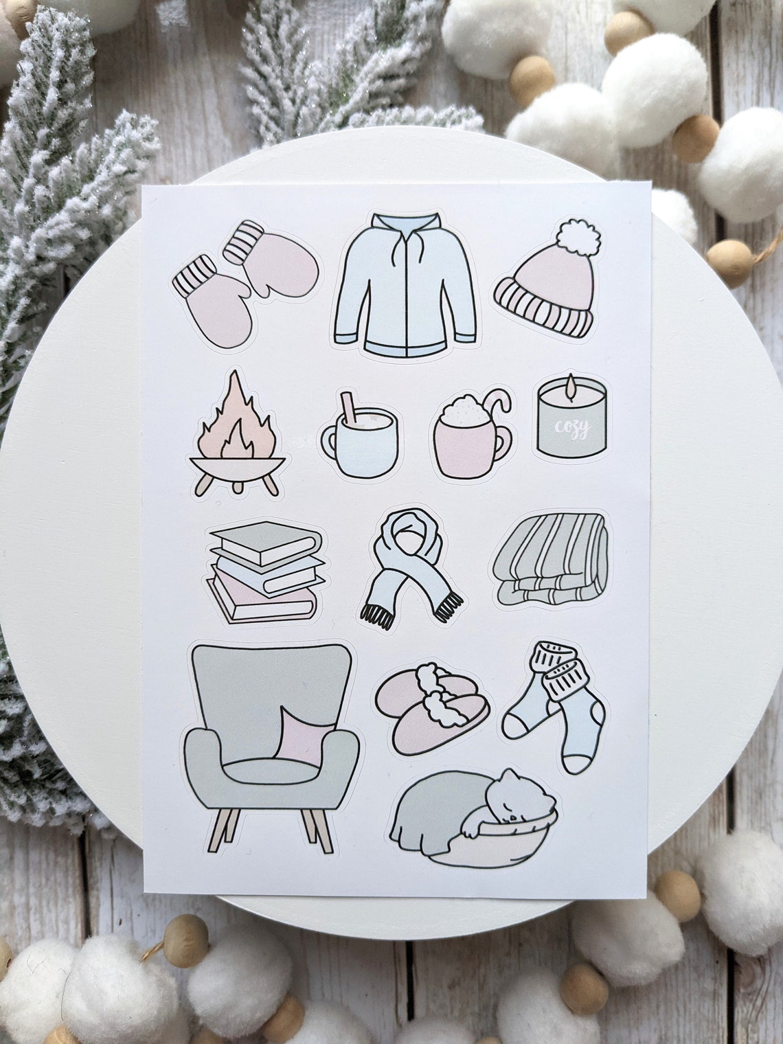 Cozy Vibes Sticker Sheet 14 Vinyl Stickers Journal - Etsy