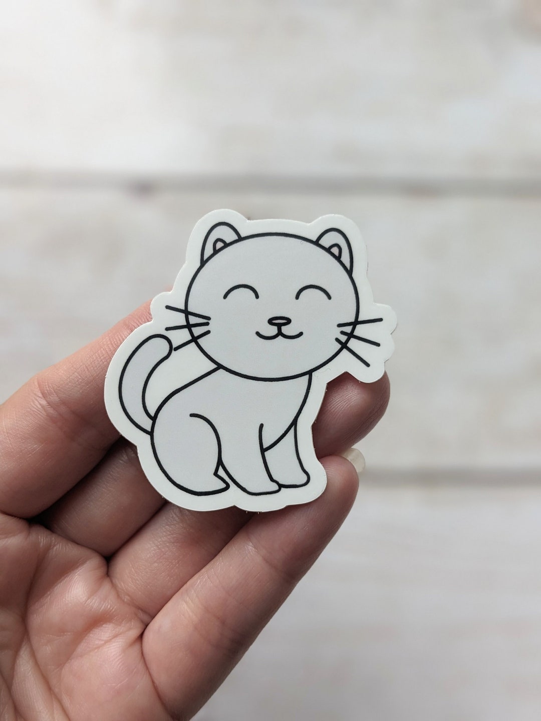 Grey Kitty Cat Sticker | 2" Weatherproof Vinyl Cat Sticker - Etsy