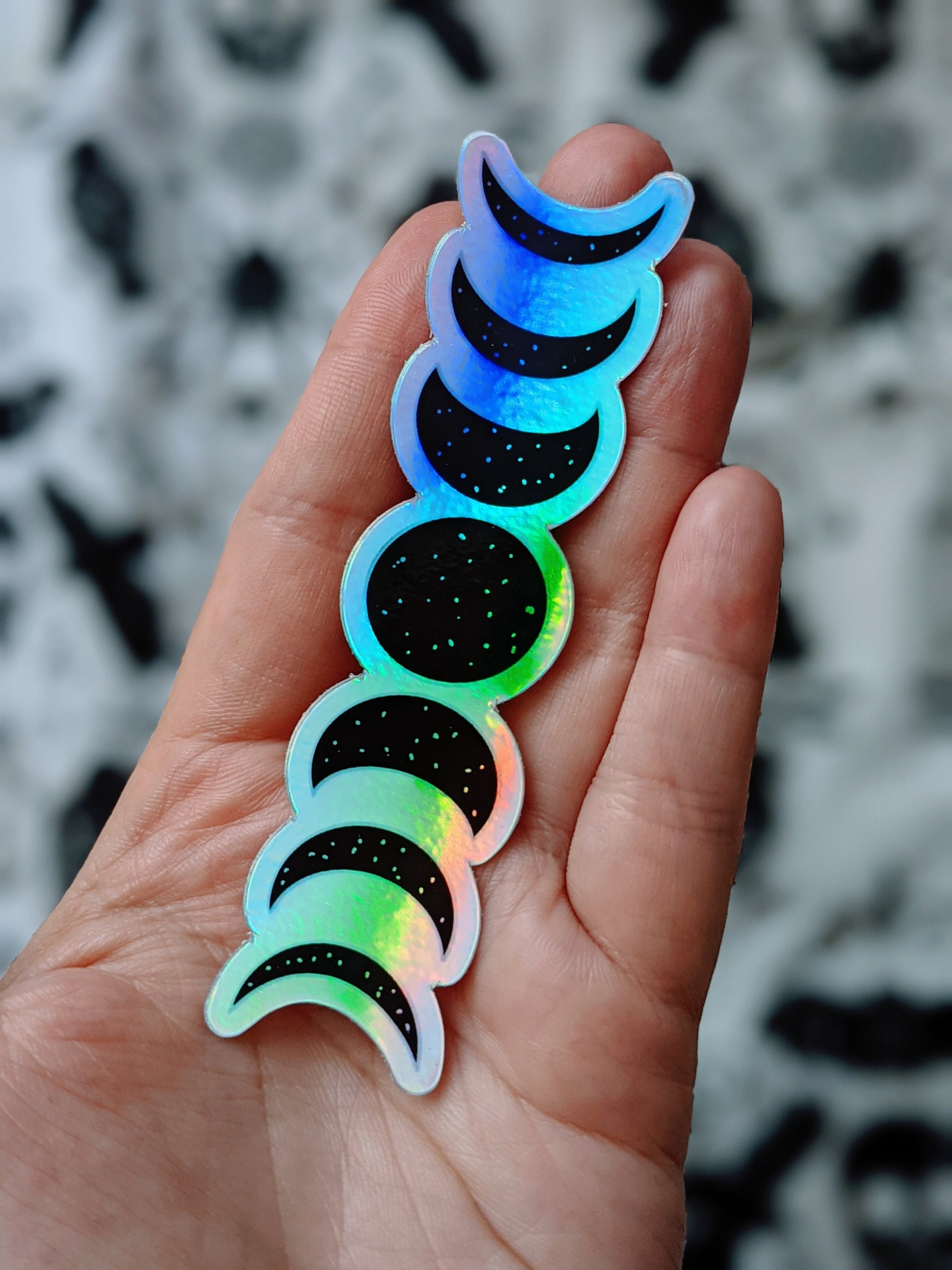 Moon Phases Sticker Holographic Weatherproof Sticker - Etsy