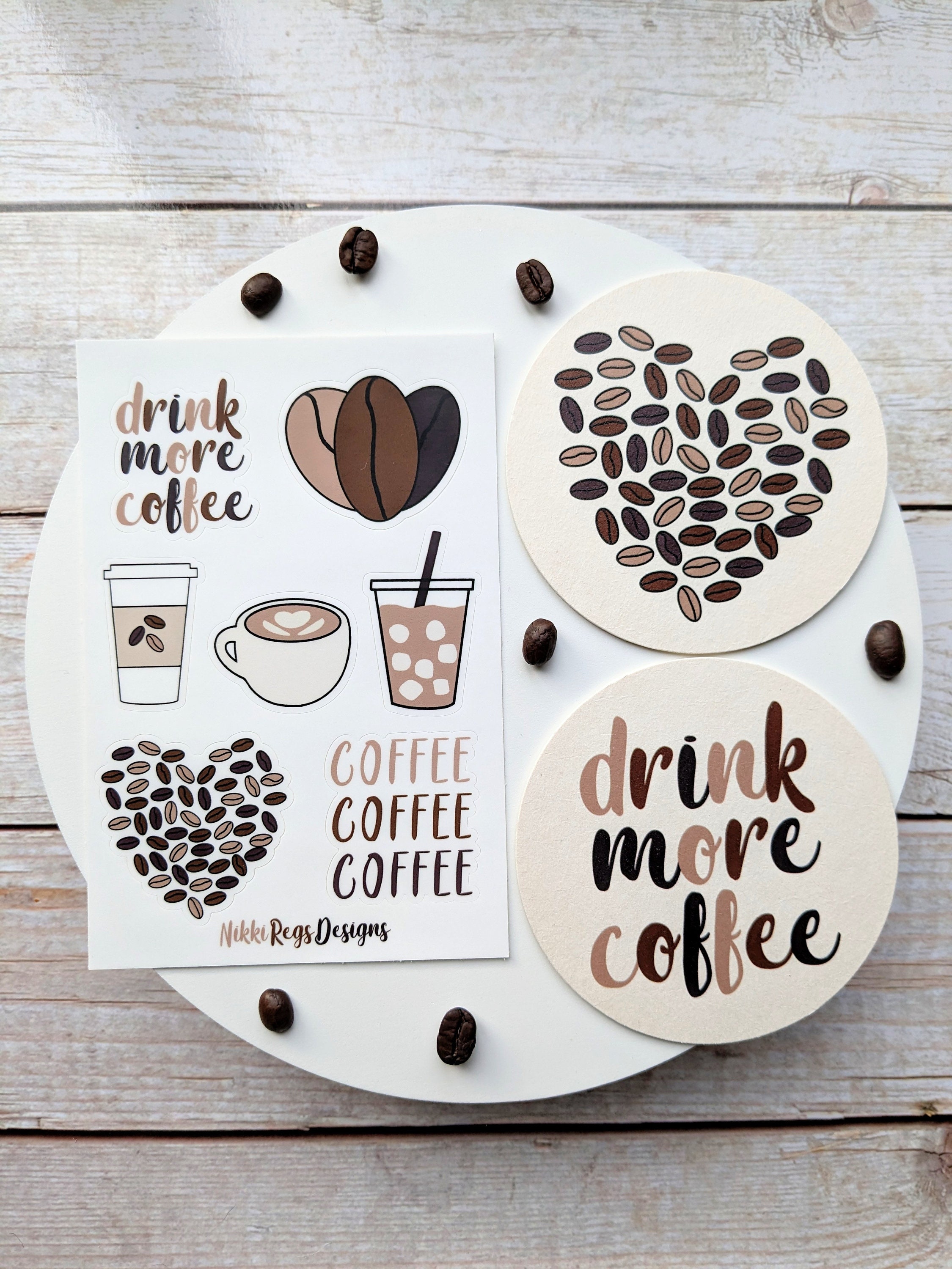 Coffee Connoisseur Coaster Set Drink More Coffee and Coffee - Etsy