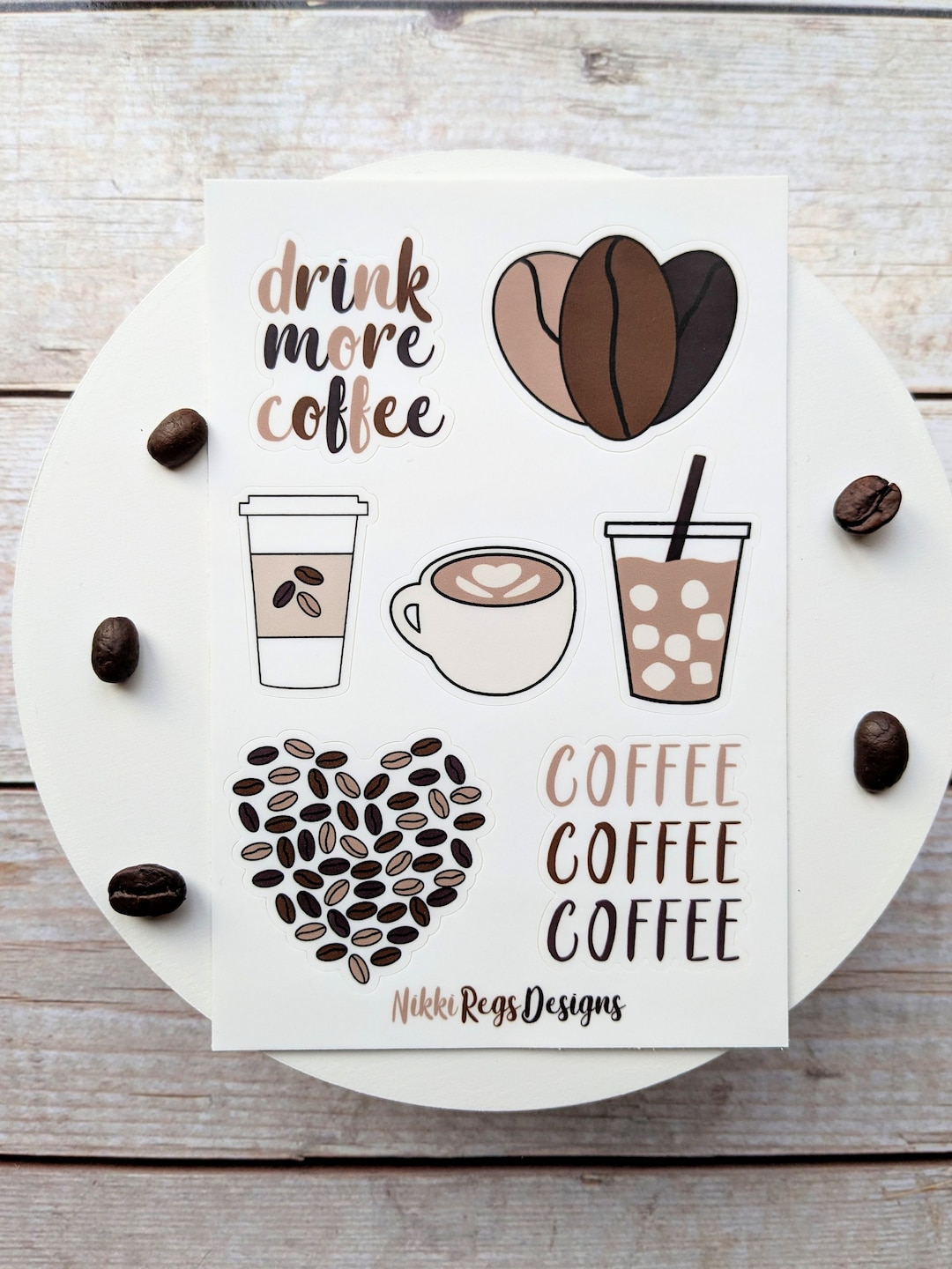 Coffee Connoisseur Sticker Sheet | 7 Die Cut Coffee Inspired Sticker ...