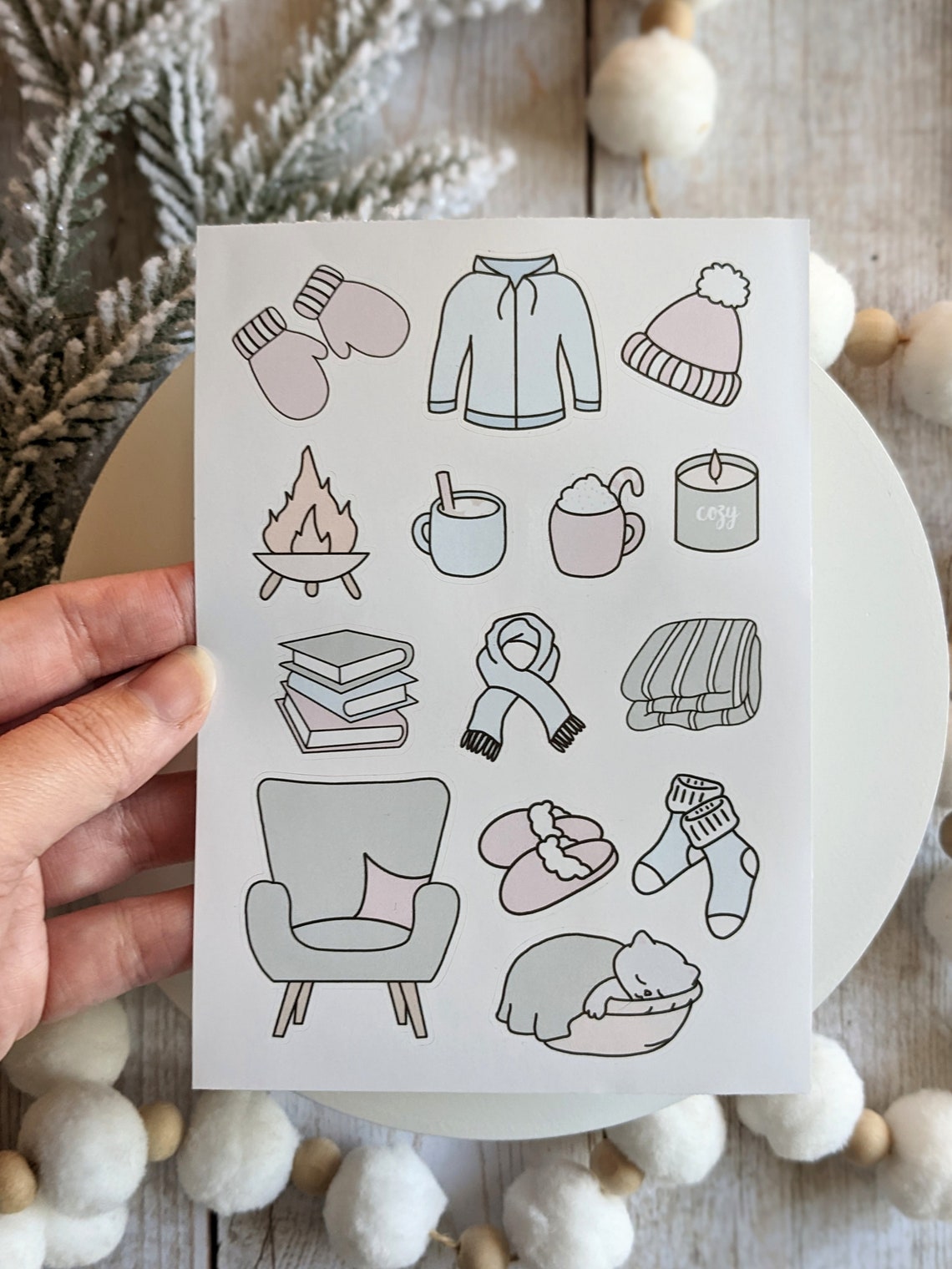 Cozy Vibes Sticker Sheet 14 Vinyl Stickers Journal - Etsy