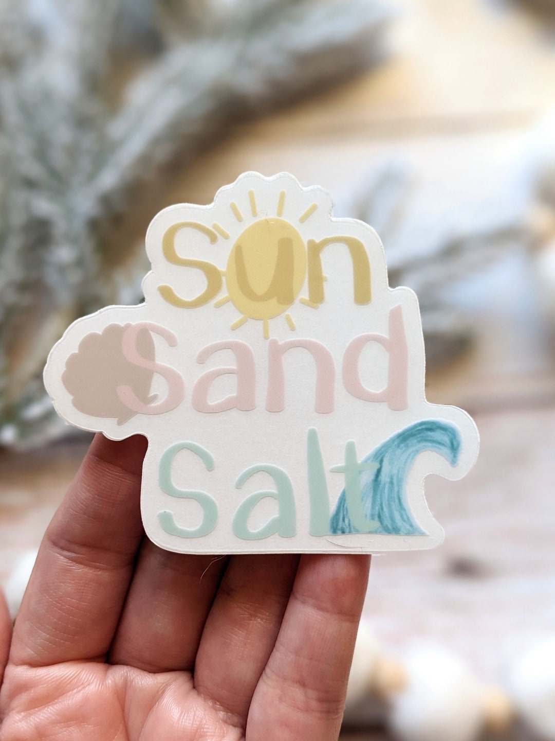 Sun. Sand. Salt. | Beach Sticker | Die Cut Transparent Vinyl ...