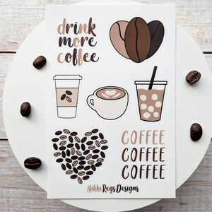 Coffee Connoisseur Stationary Set | 7 Die Cut Sticker Sheet and 50 Page ...
