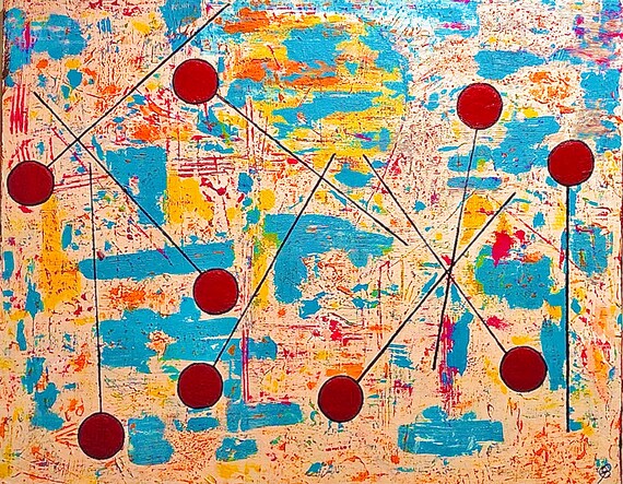 Nine Cherry Sticks Painting Acrylic etna.com.pe