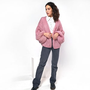 Dusty Rose Knitted Jacket, Knit Coat, Knitted Long Sleeve Blazer ...