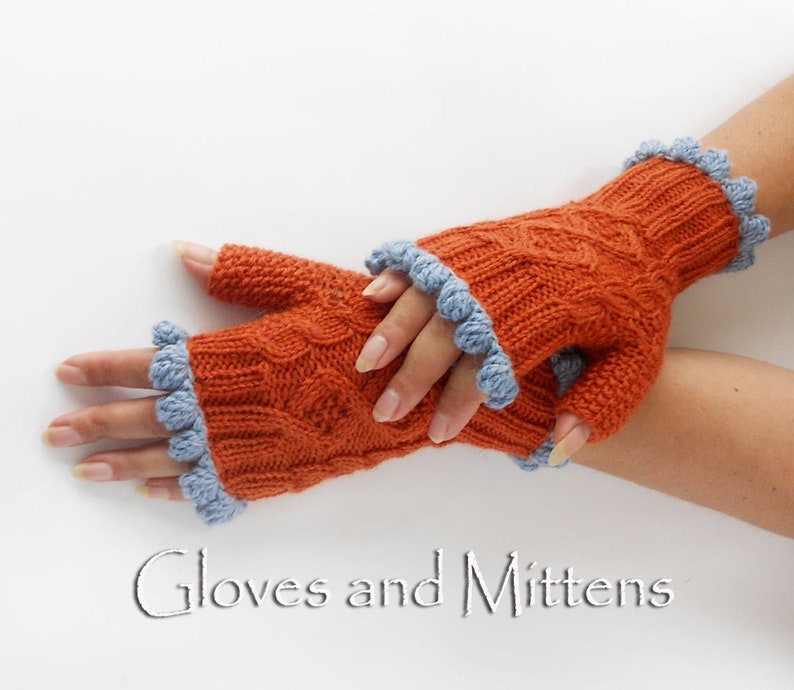 Burnt Orange Fingerless Gloves Orange Knitted Gloves - Etsy
