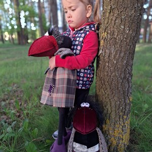 Handmade Fabric Big Crow Doll, Collectible Stuffed Animal Toy Gift for ...
