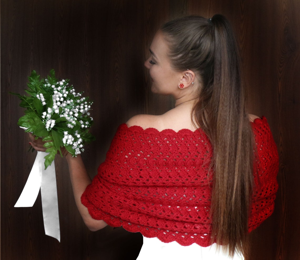 Red Bridal Shawl Wedding Wrap Scarlet Red Bridal Cover up | Etsy